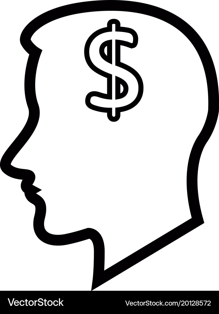 Head silhouette with a money symbol Royalty Free Vector