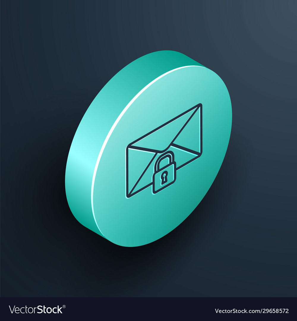 Isometric line mail message lock password icon Vector Image Isometric line mail message lock password icon Vector Image