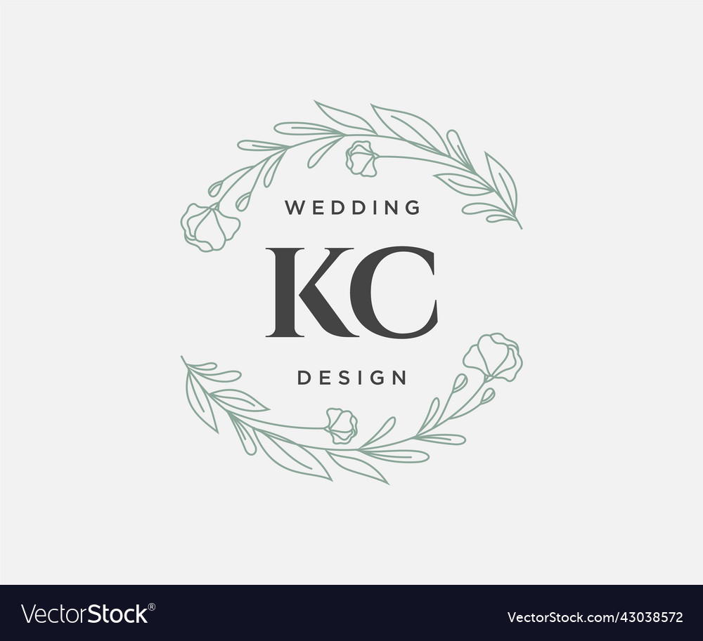 Kc initials letter wedding monogram logos Vector Image