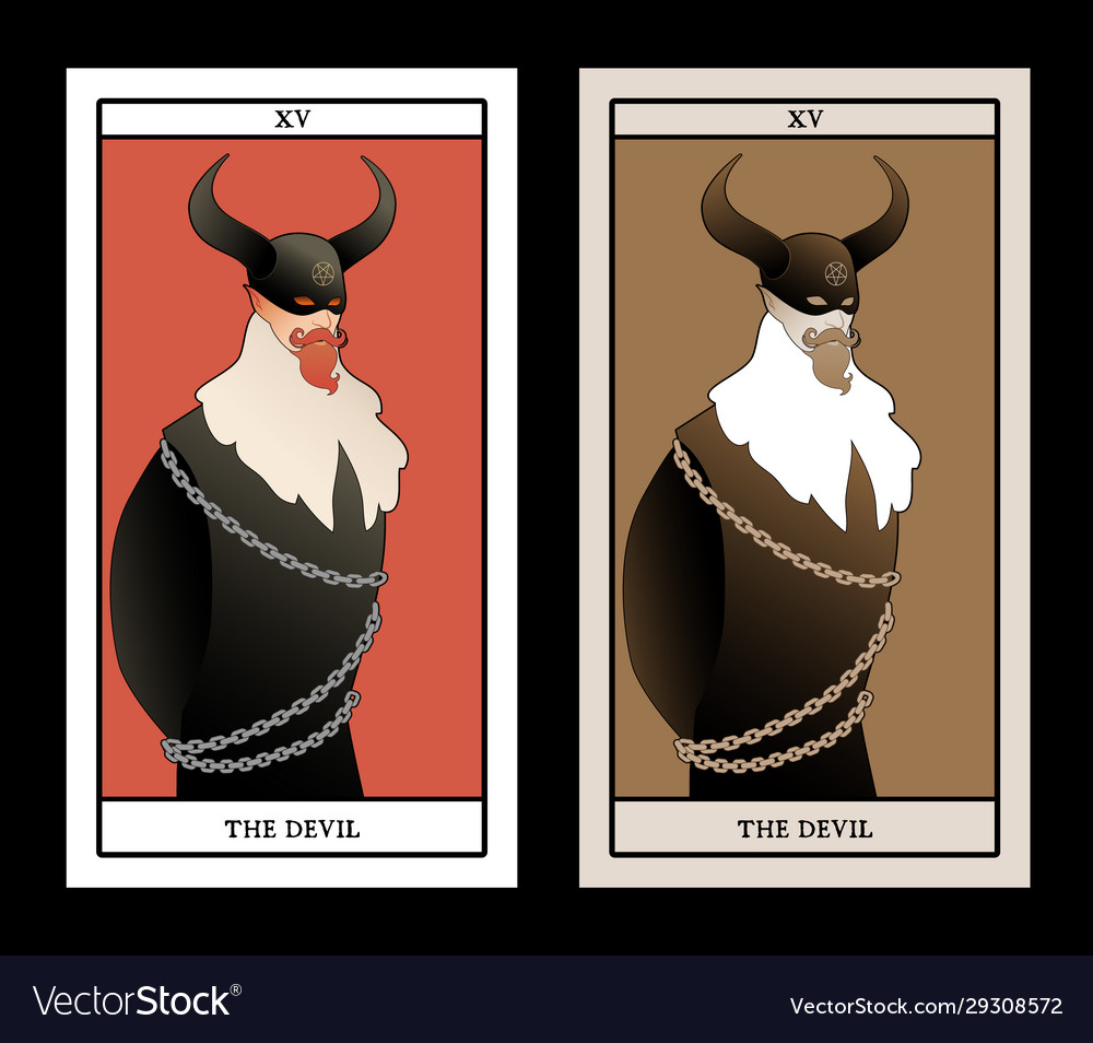 Major arcana tarot cards the devil man wearing a Vector Image
