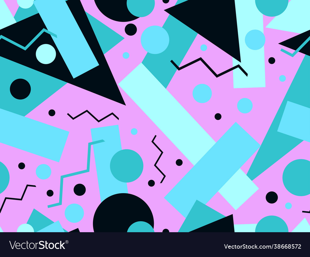 Memphis seamless pattern geometric elements Vector Image