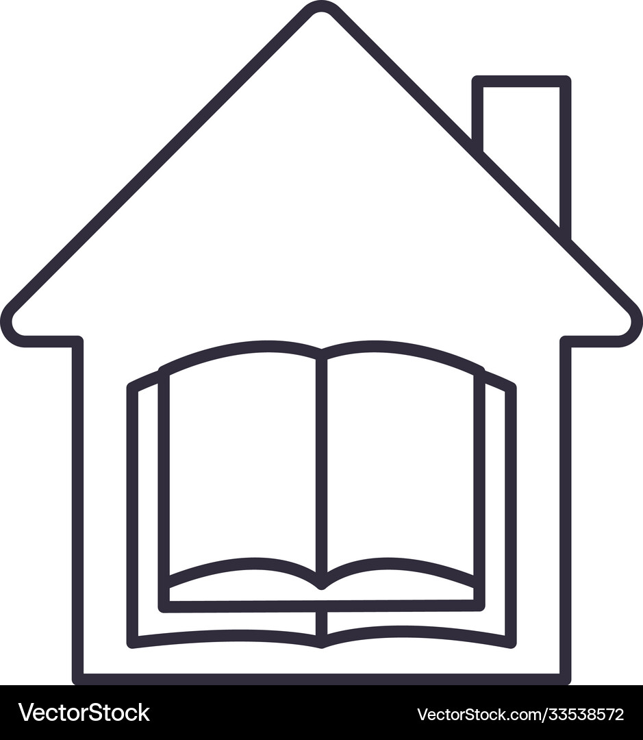 Open book in house line style icon design Vector Image