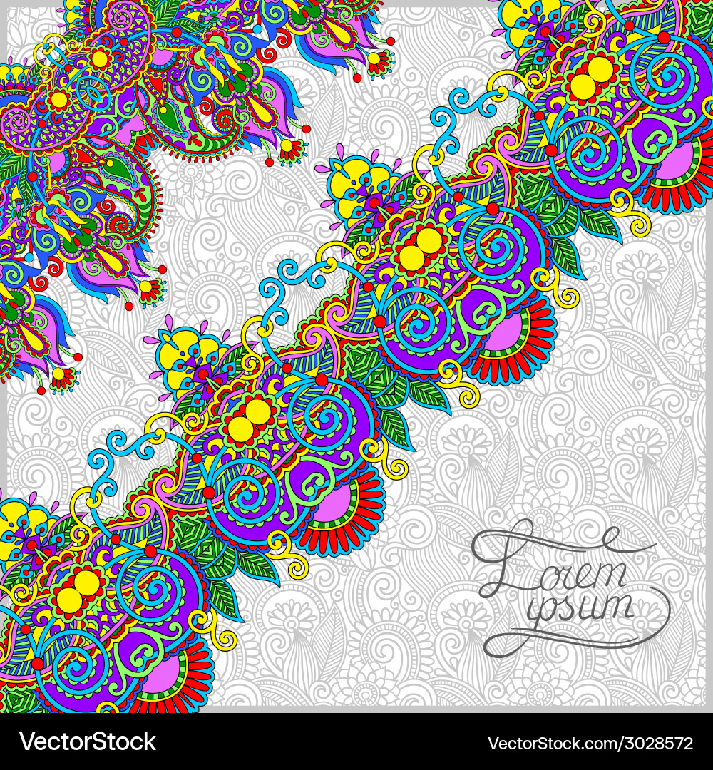 Ornamental background with flower ribbon stripe Vector Image