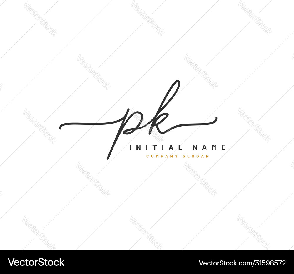 P k pk beauty initial logo handwriting logo Vector Image
