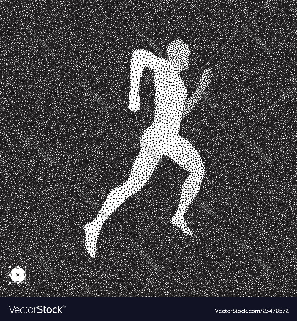 Running man 3d model of black and white Royalty Free Vector