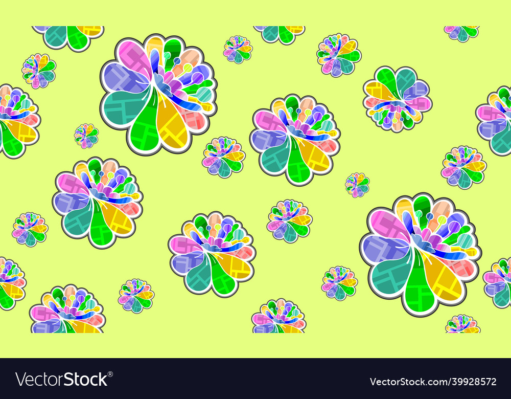 Seamless Pattern With Chrysanthemumsjapanese Vector Image 
