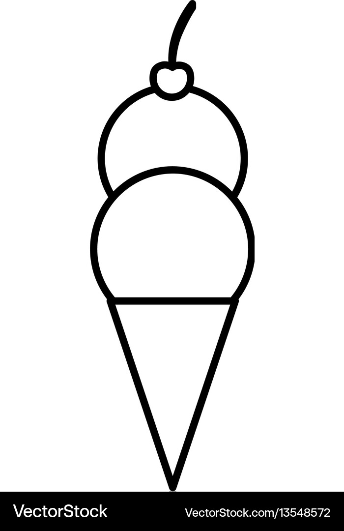 Sketch contour ice cream with cherry fruit icon Vector Image