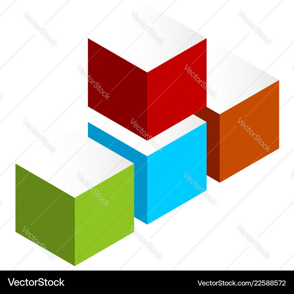 Stacked 3d cubes colorful icon on white isometric Vector Image