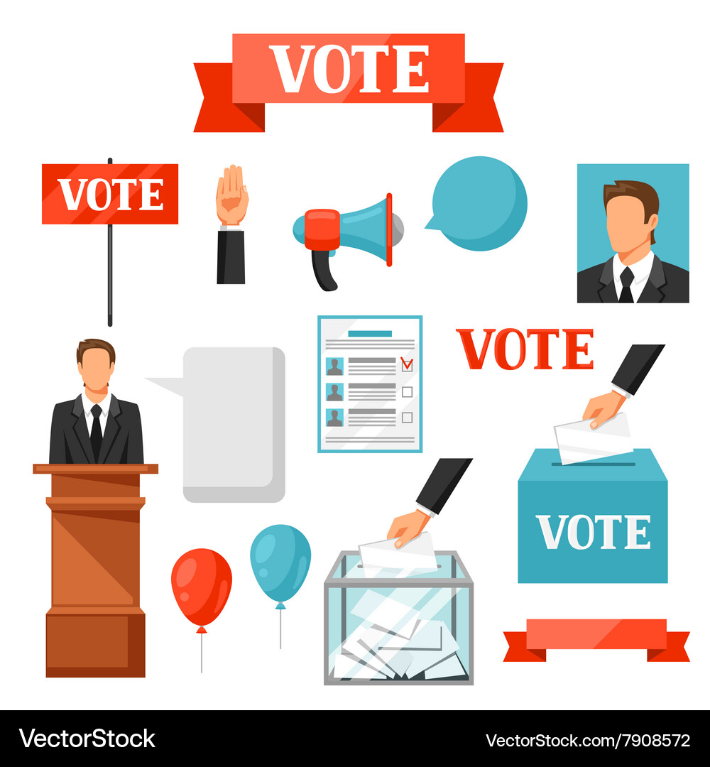 Vote political elections set of objects Royalty Free Vector