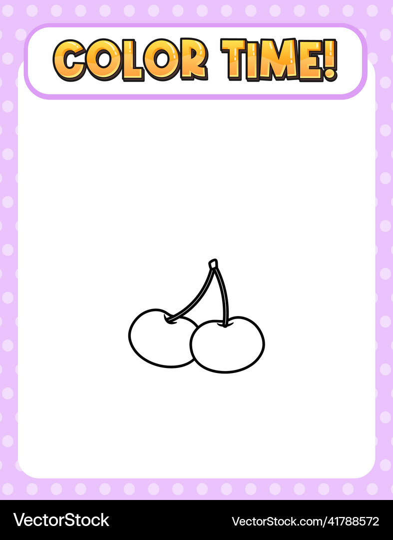 Worksheets template with color time text cherry Vector Image