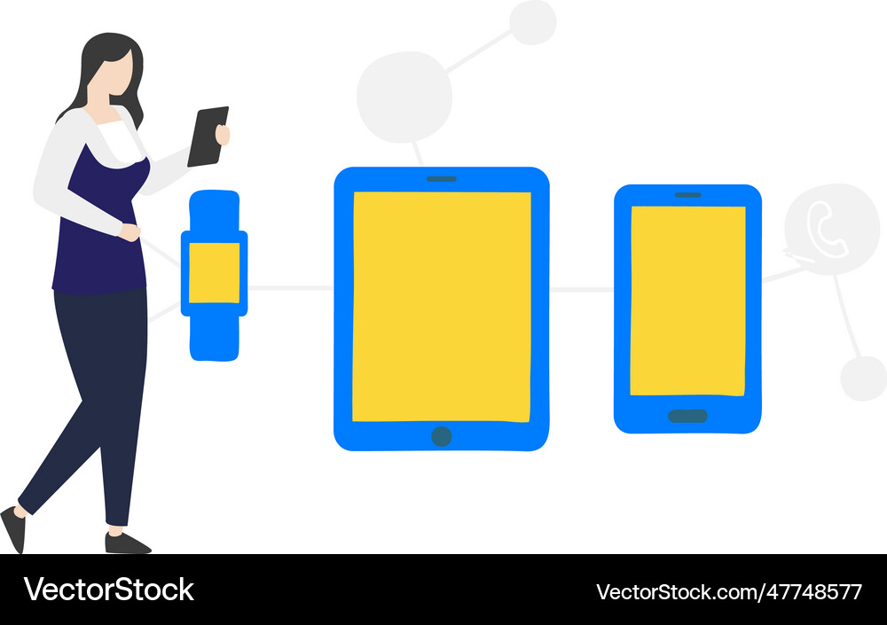 All the girls devices have internet connection Vector Image