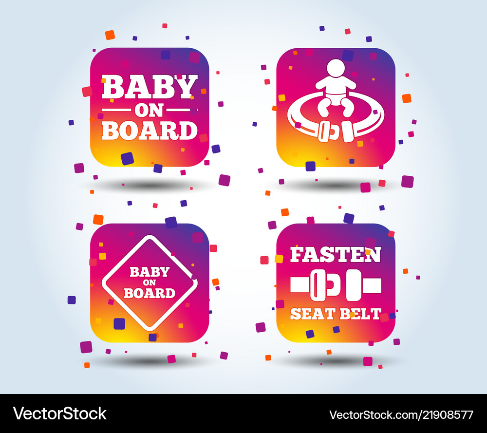 Baby on board icons infant caution signs Vector Image