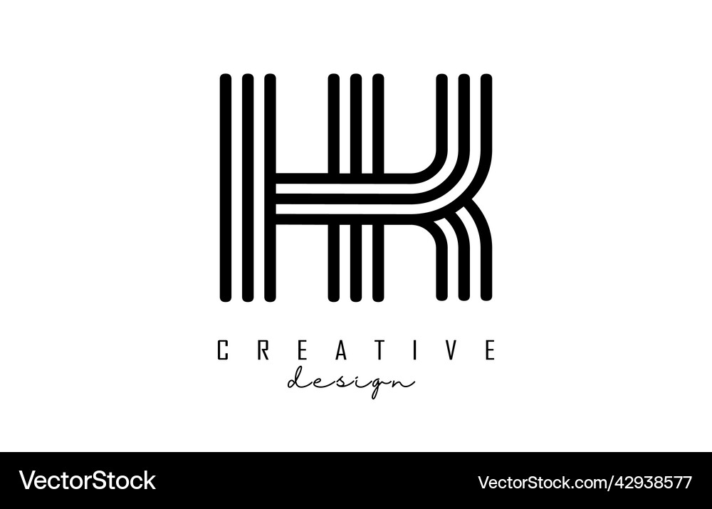 Black lines hk h k letters with monogram logo Vector Image