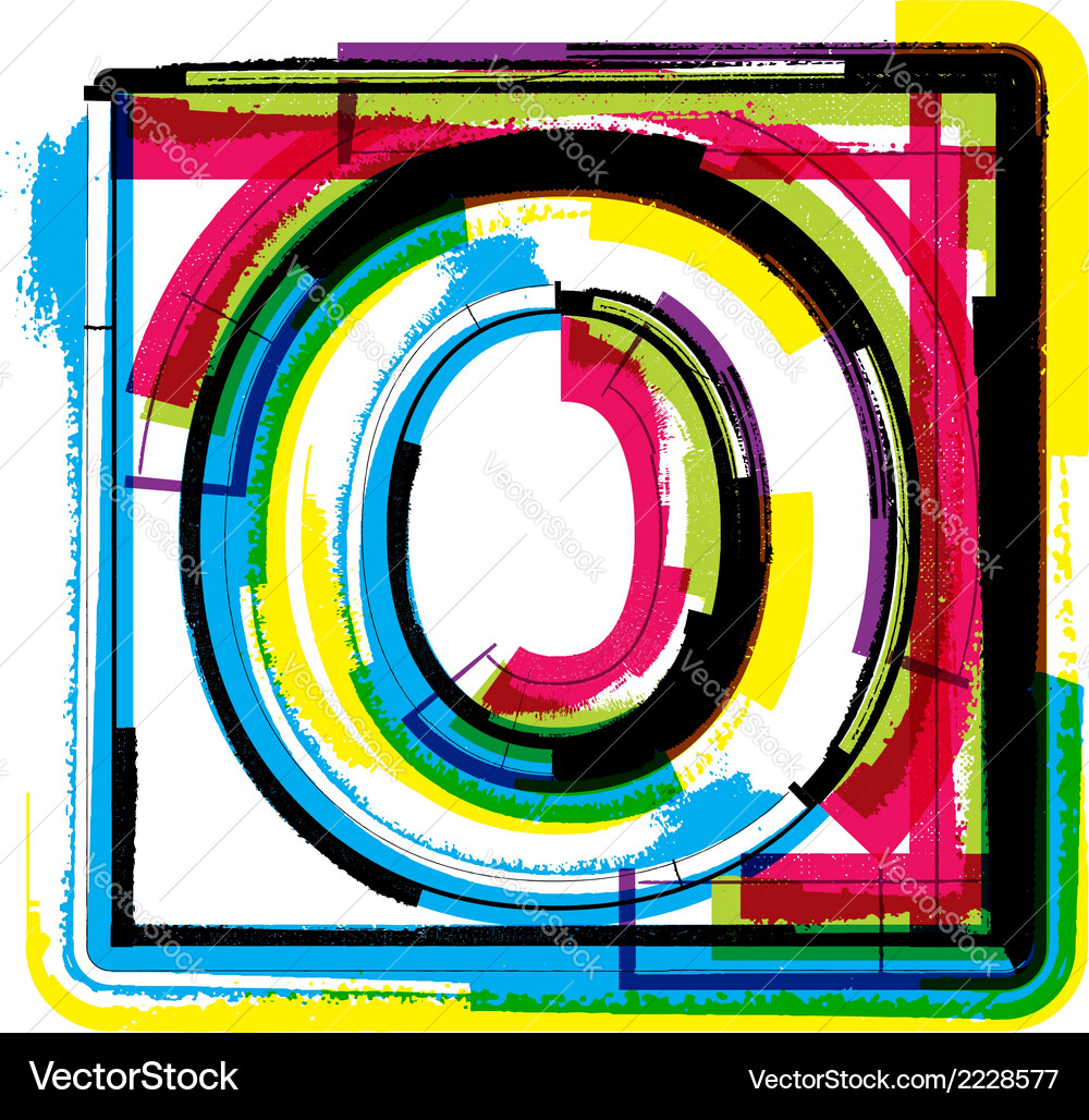 Colorful grunge font letter o Royalty Free Vector Image