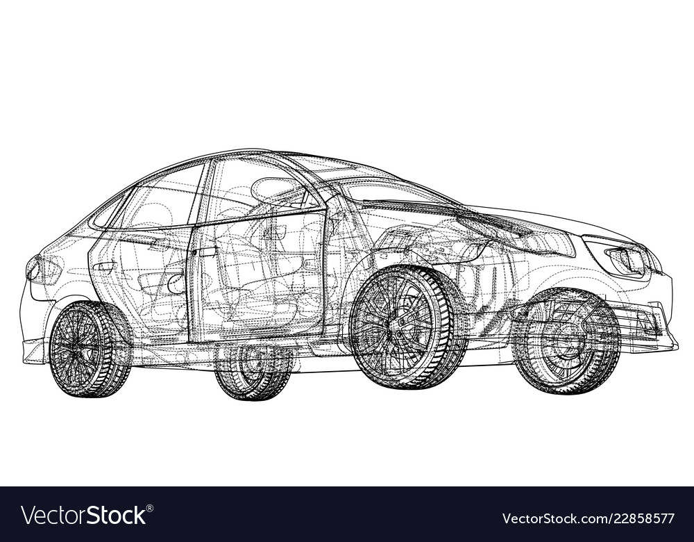 Concept car rendering 3d Royalty Free Vector Image