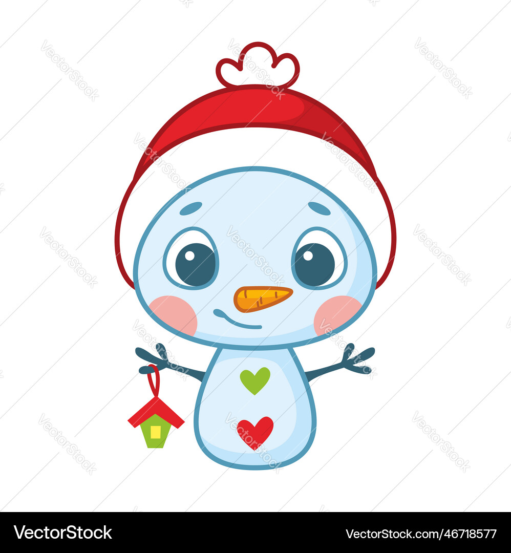 Cute little snowman cartoon Royalty Free Vector Image
