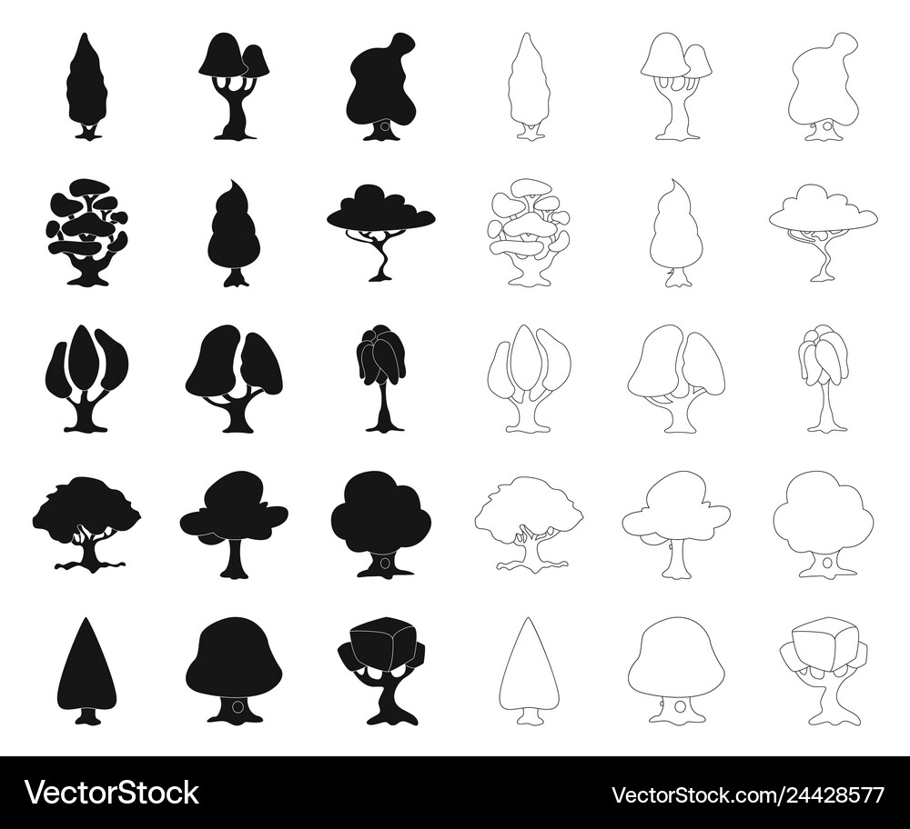 Design of tree and nature sign set Royalty Free Vector Image