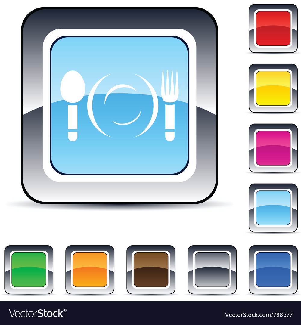 Dinner square button Royalty Free Vector Image
