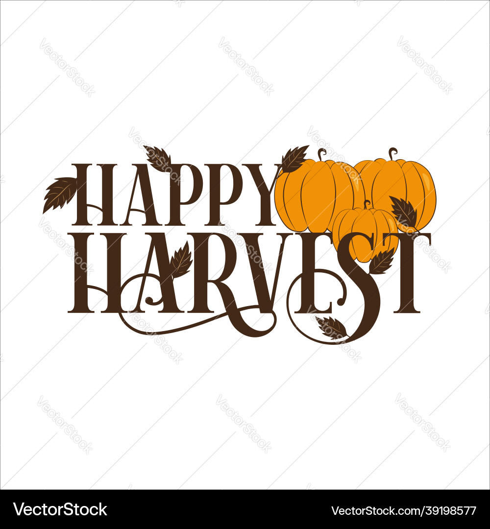 Happy harvest - hand drawn lettering Royalty Free Vector