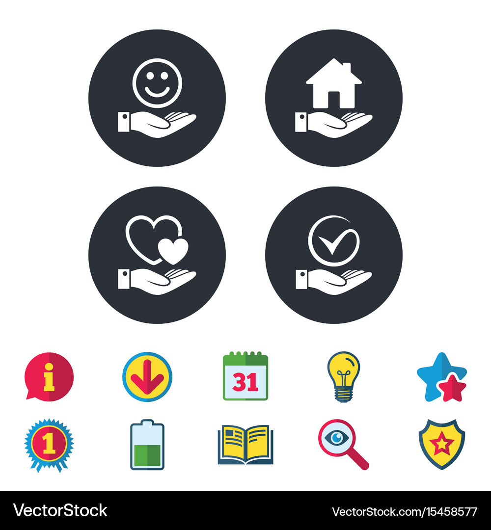 Heart Tick Hand Icon with House Royalty Free Vector Image