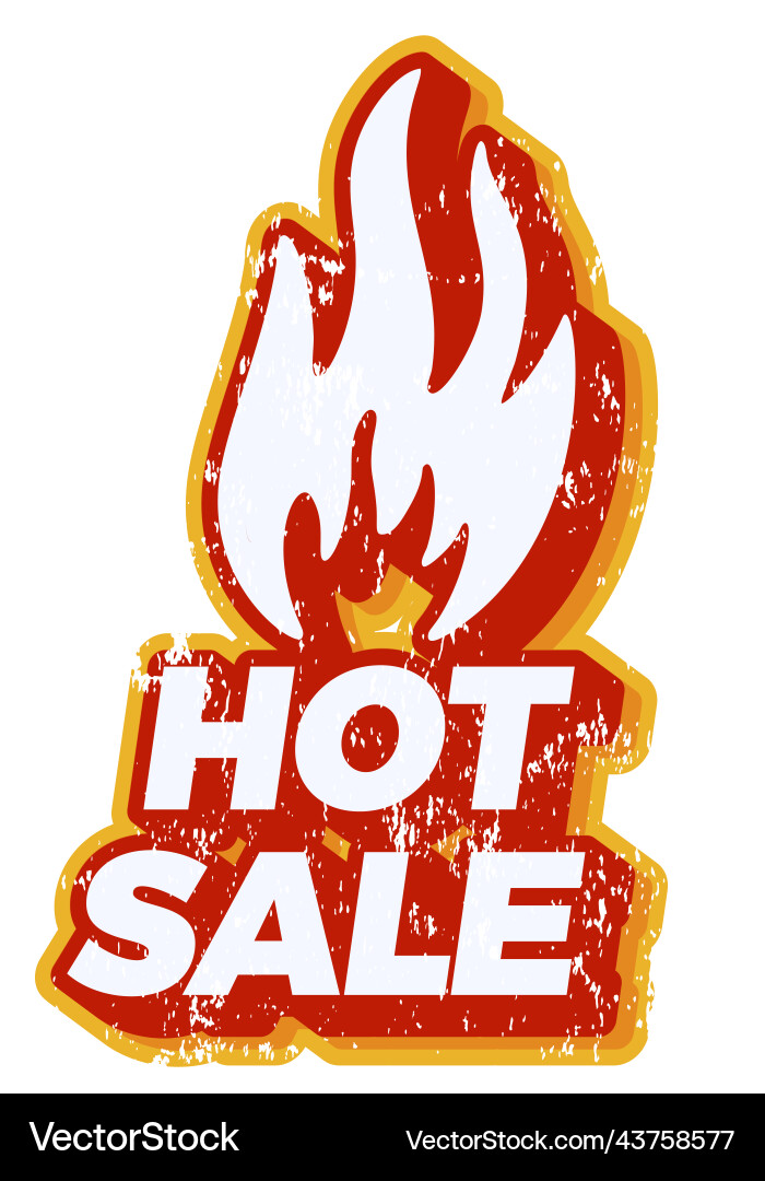 Hot summer sale fire icon with typography text Vector Image