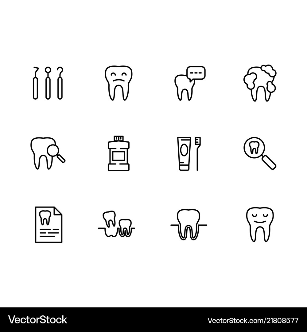 Icon set health teeth dentistry dental Royalty Free Vector