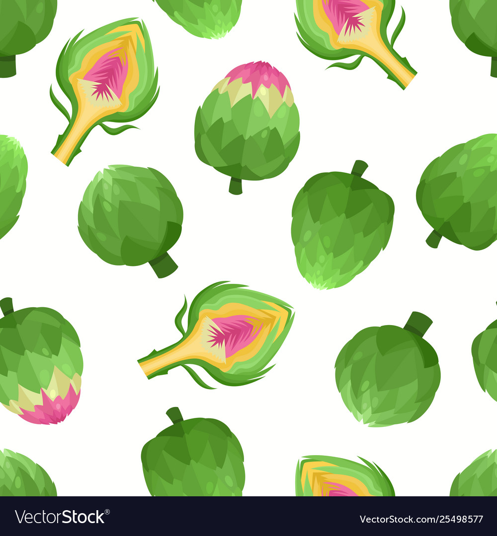 Seamless pattern with cartoon artichoke Royalty Free Vector