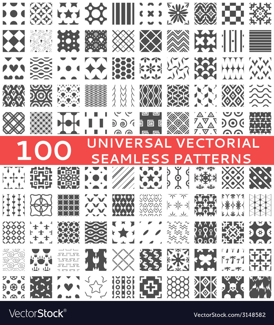 100 universal different seamless patterns Vector Image