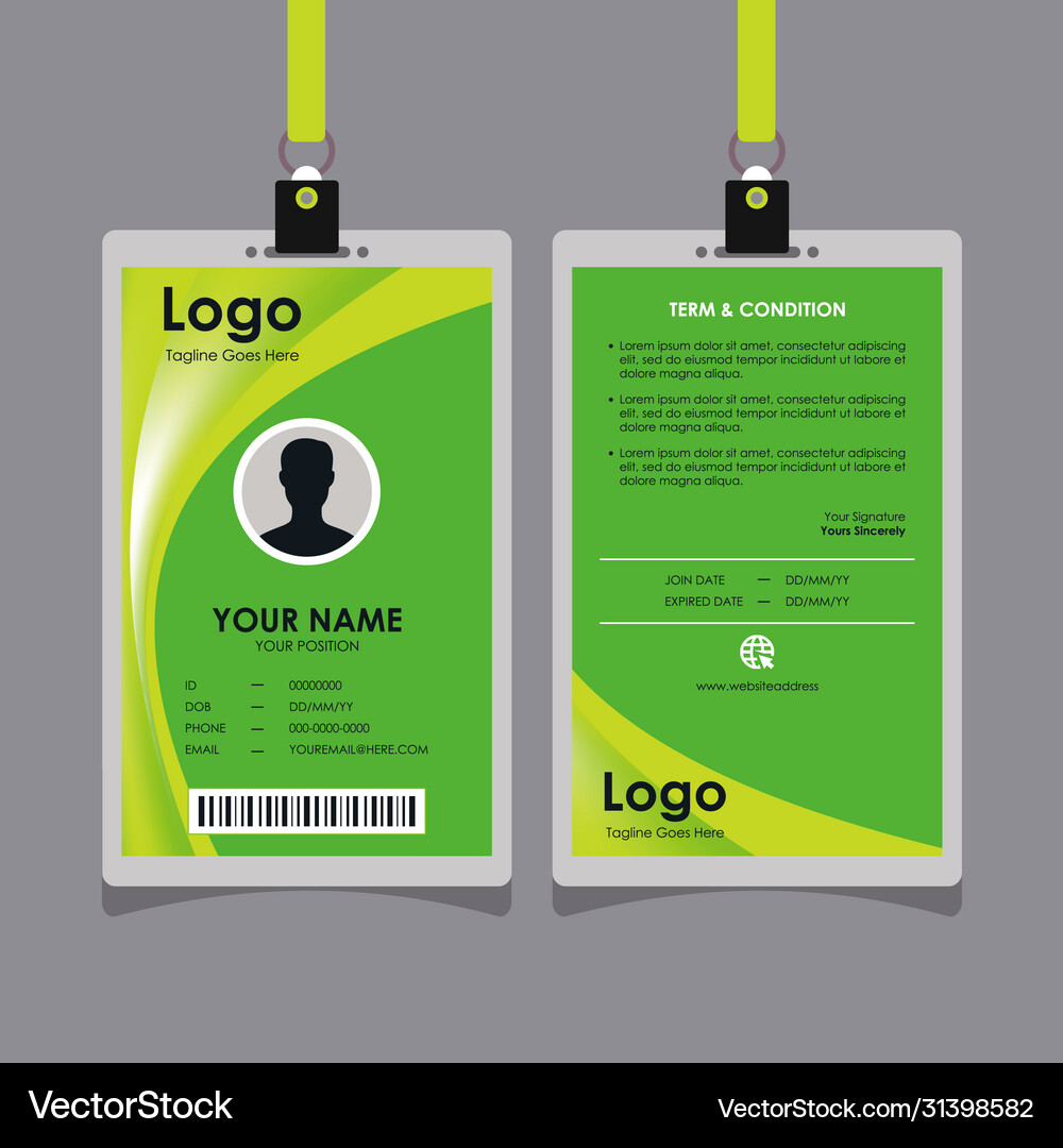 Abstract fresh green yellow wave id card design Vector Image