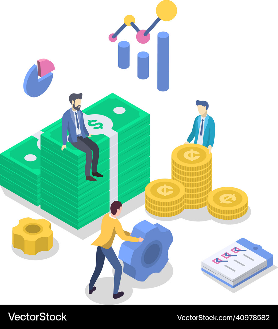 Accounting isometric color financial audit Vector Image