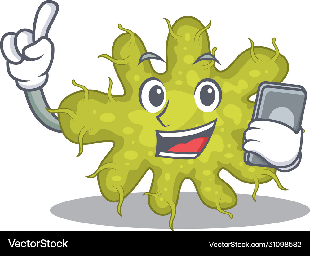 Bacterium cartoon in character speaking on phone Vector Image