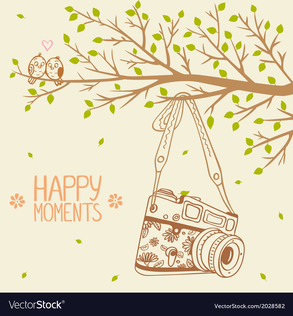 Camera and tree Royalty Free Vector Image - VectorStock