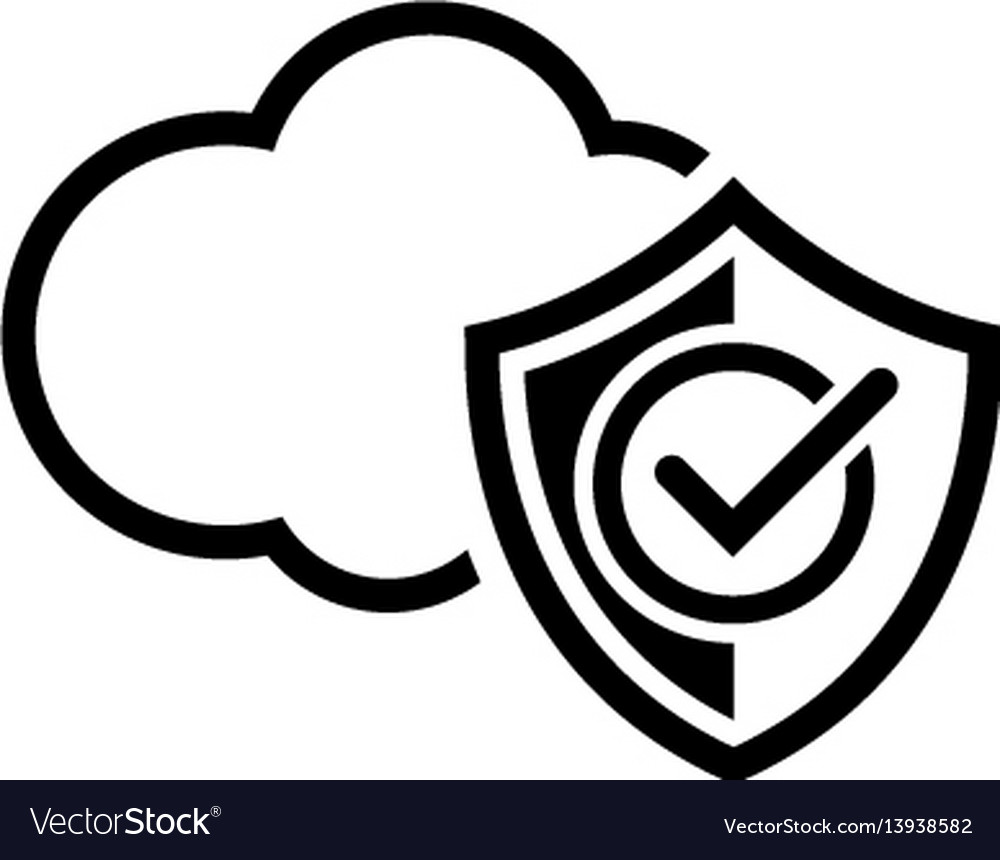Cloud security icon flat design Royalty Free Vector Image