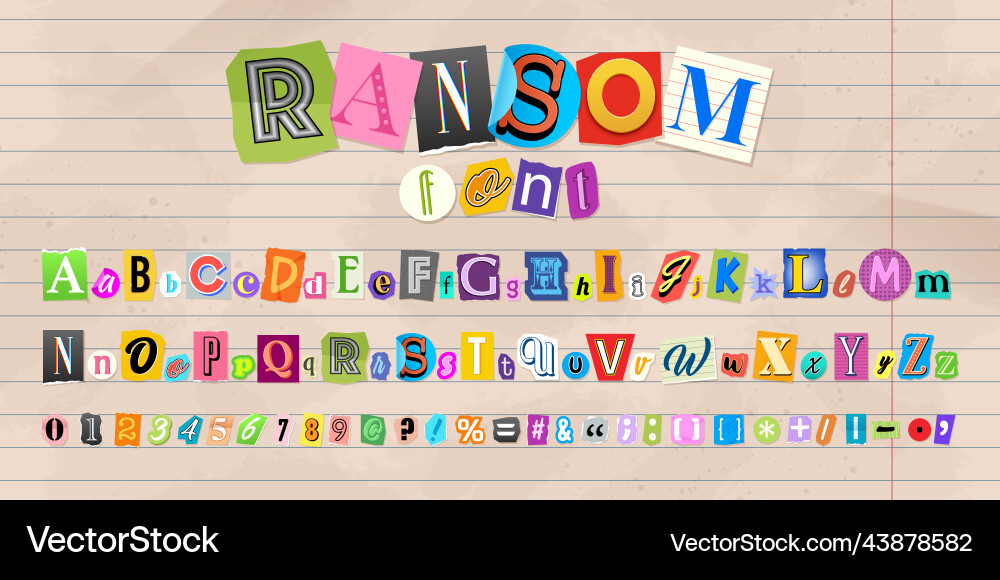 Color letters numbers and punctuation marks cut Vector Image