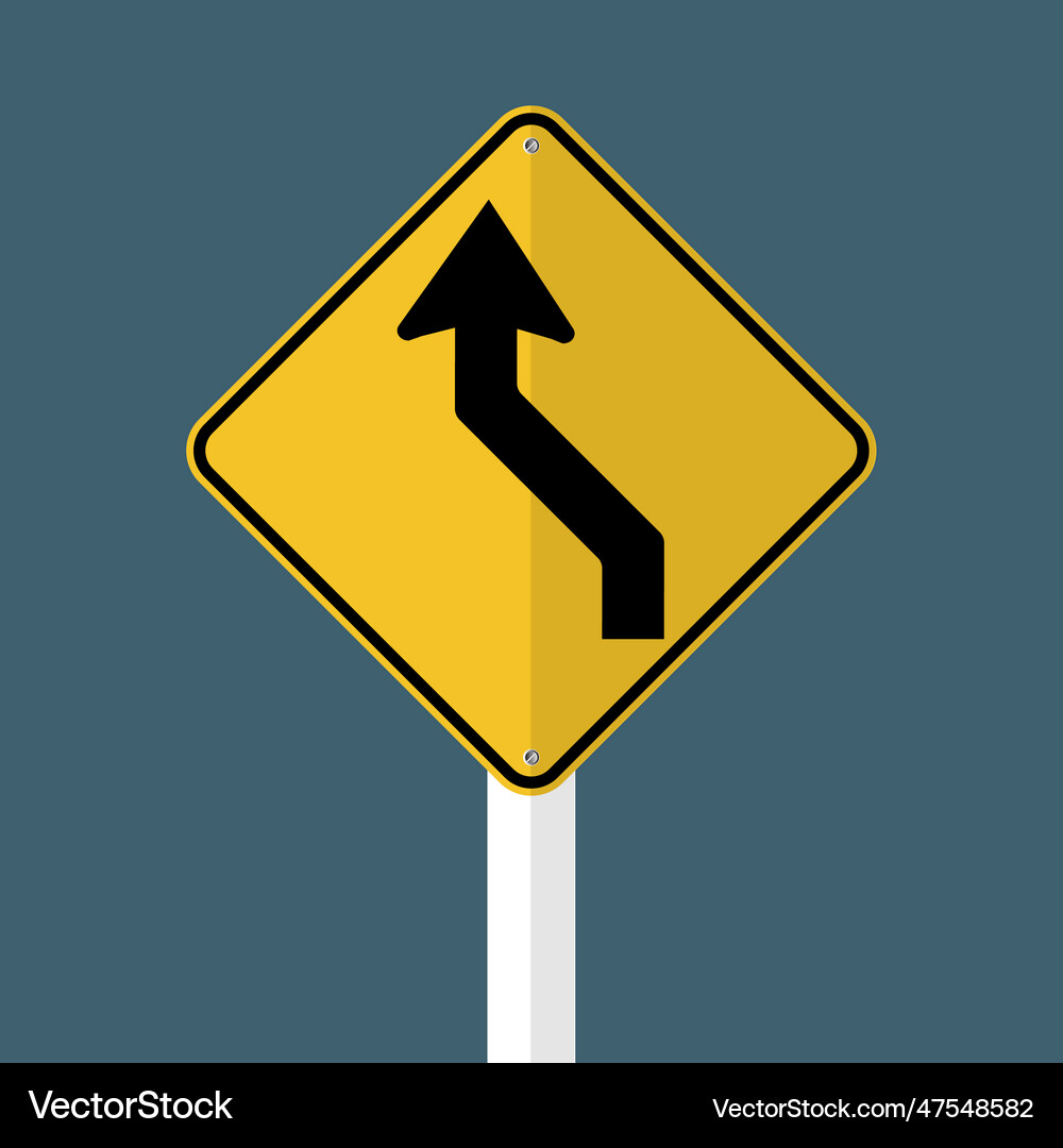 Curved left traffic road sign isolated on grey Vector Image