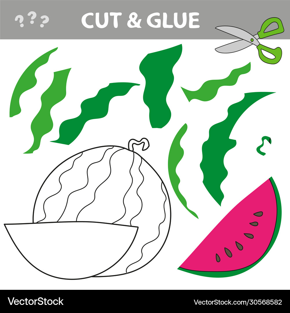 Cut and glue simple kid application Royalty Free Vector