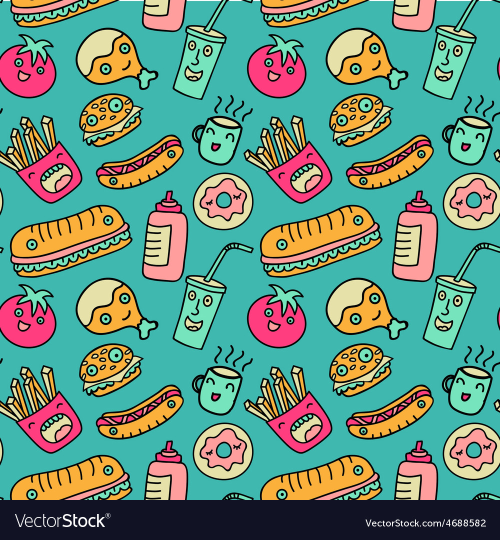 Fast food seamless background Royalty Free Vector Image Fast food seamless background Royalty Free Vector Image