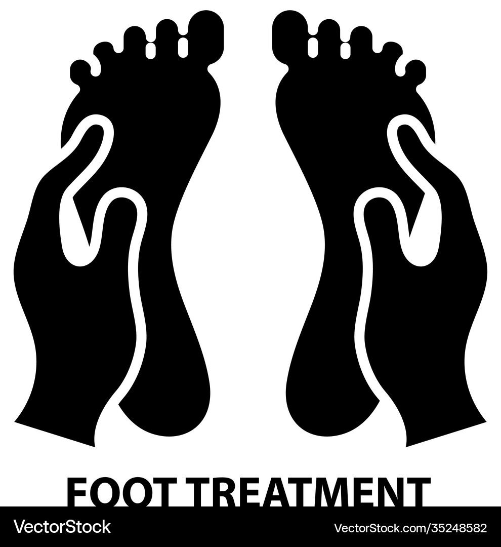 Foot treatment icon black sign Royalty Free Vector Image