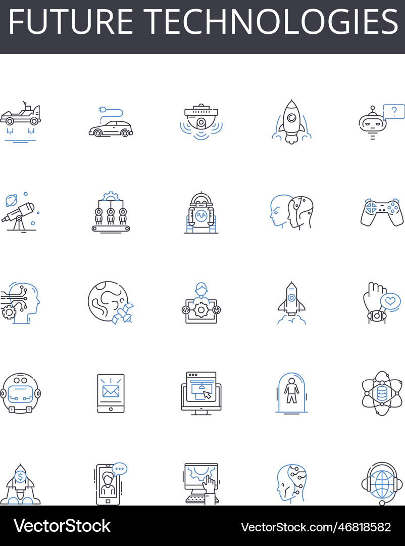 Future technologies line icons collection self Vector Image