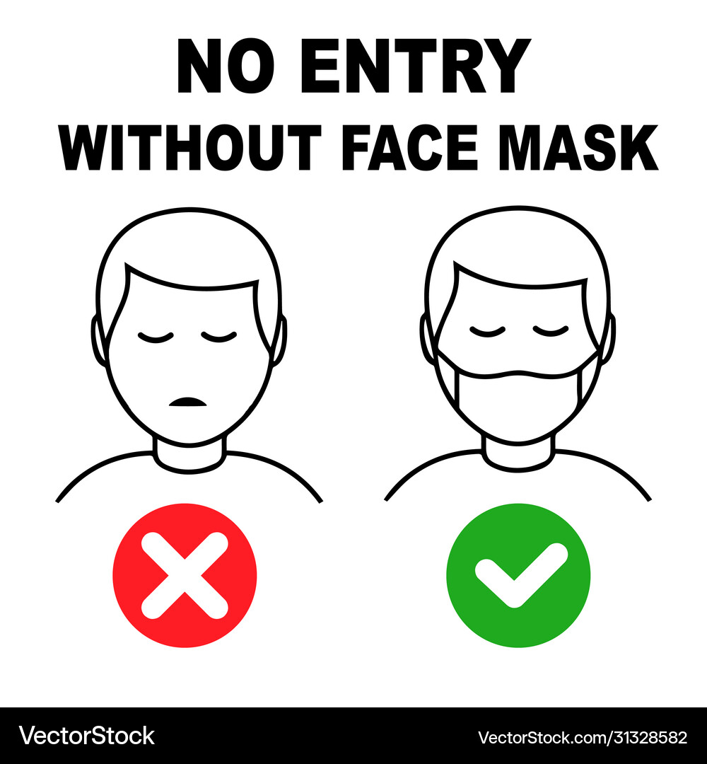 No entry without face mask or wear a icon Vector Image