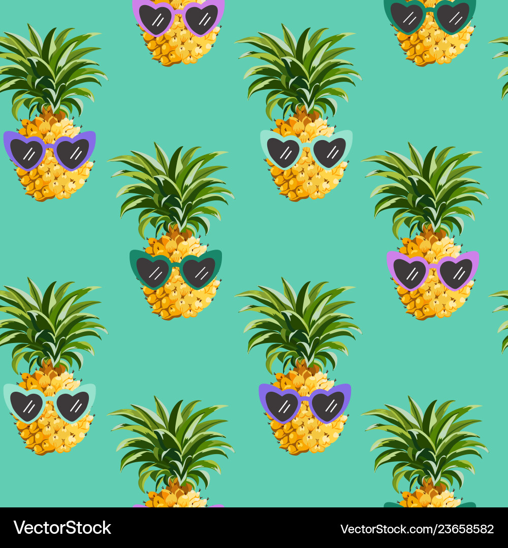 Pineapple funny glasses seamless pattern fashion Vector Image