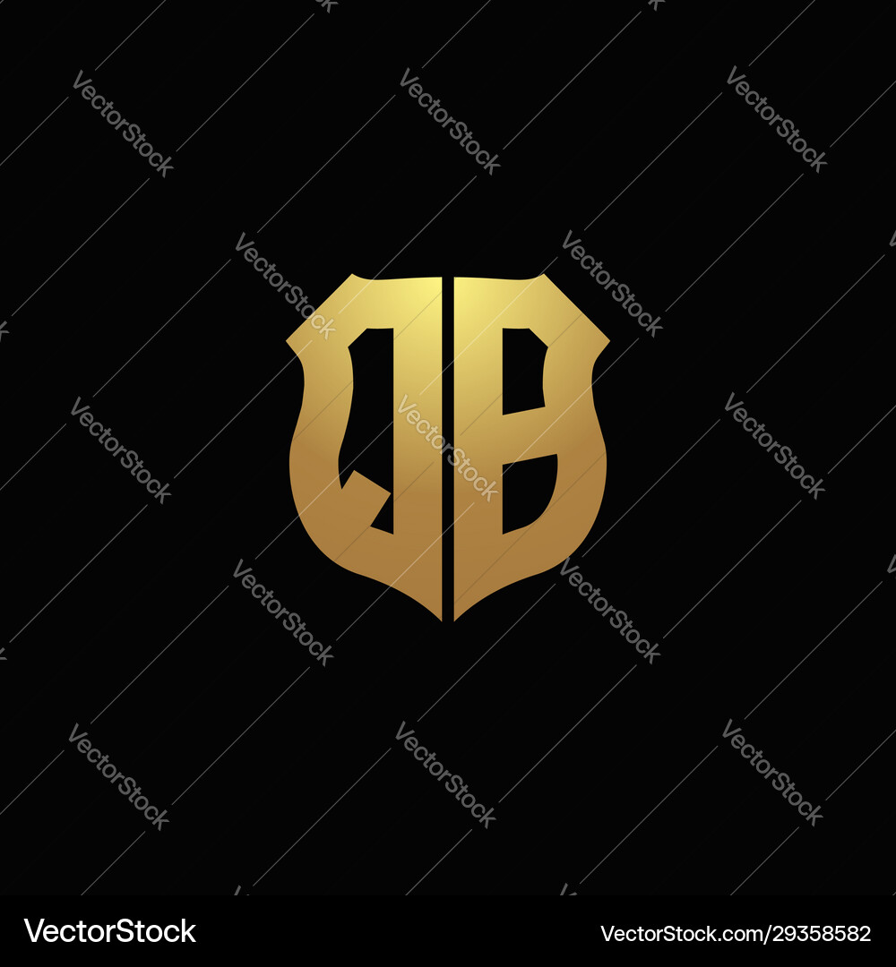 Qb logo monogram with gold colors and shield Vector Image