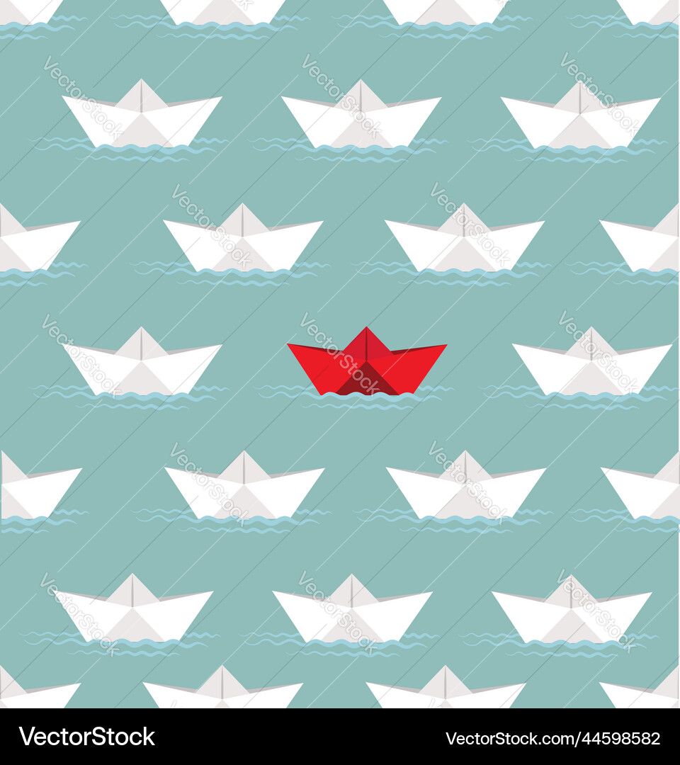 Red paper boat and white seamless Royalty Free Vector Image