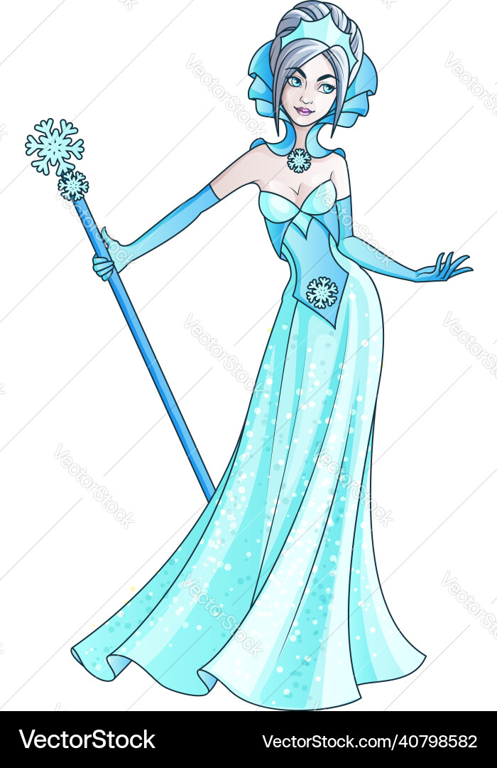 Snow queen fairy tale character Royalty Free Vector Image