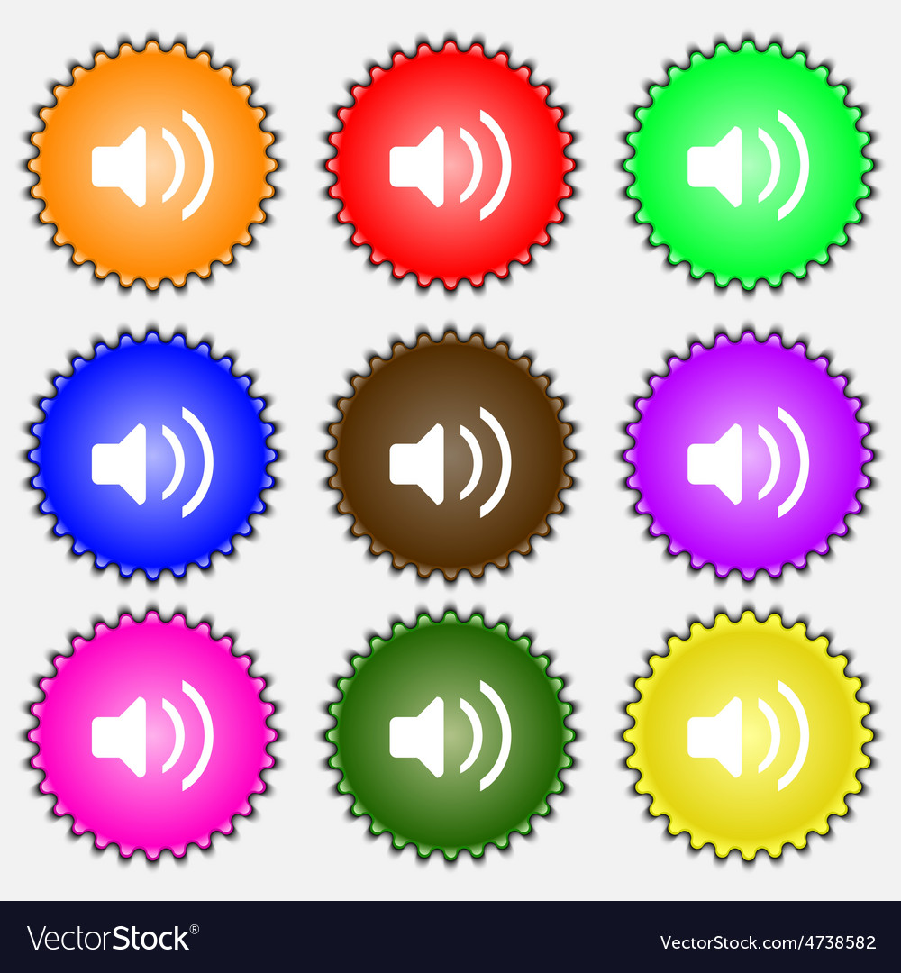 Speaker volume sound icon sign a set of nine Vector Image