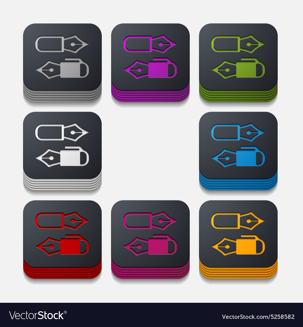 Square button pen Royalty Free Vector Image - VectorStock