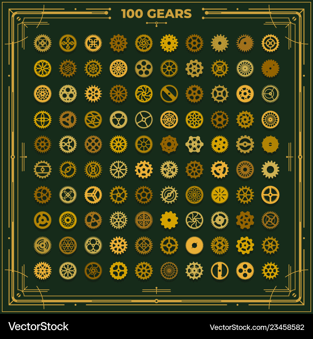 Steampunk gears set victorian era vintage design Vector Image