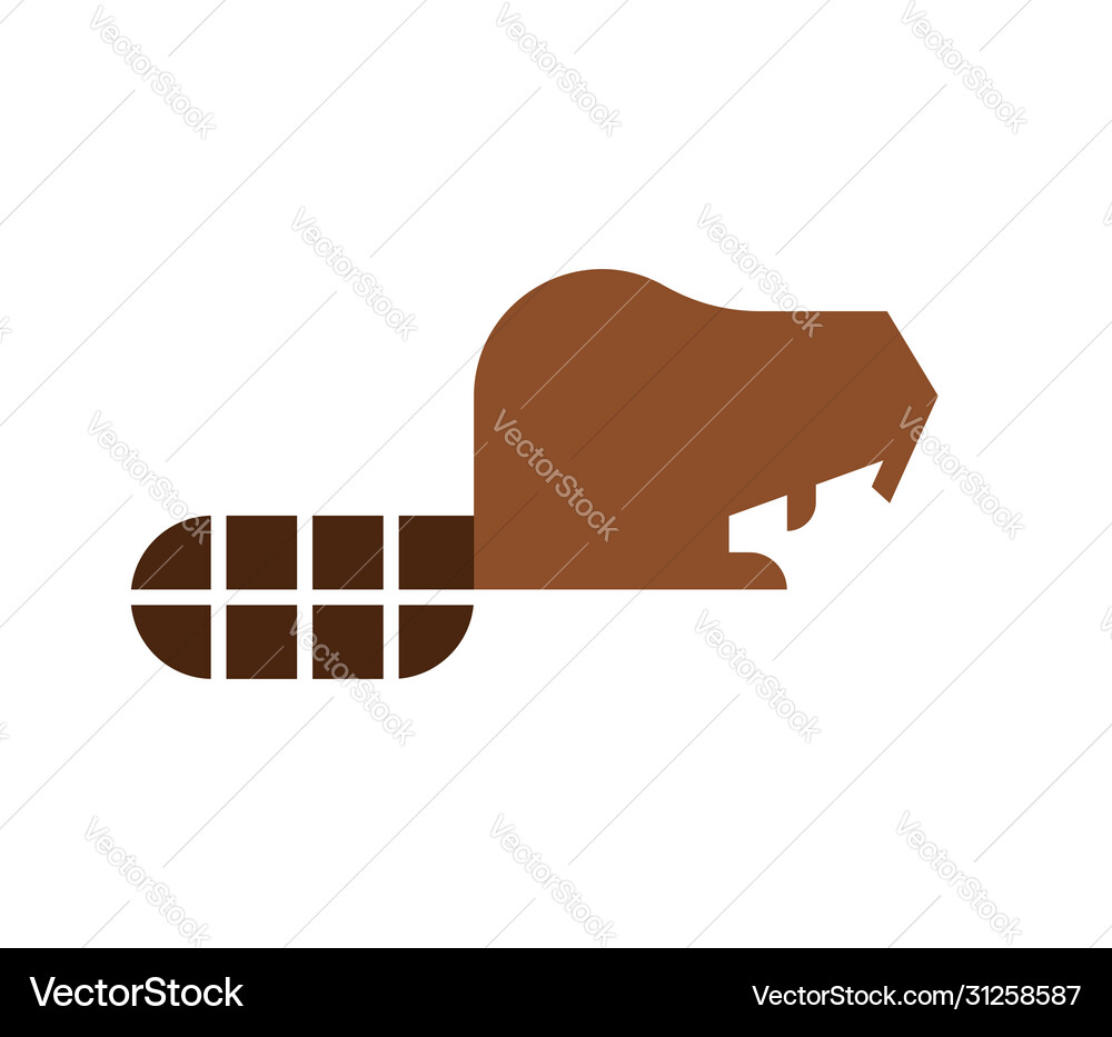 Beaver isolated icon semi-aquatic mammal order Vector Image