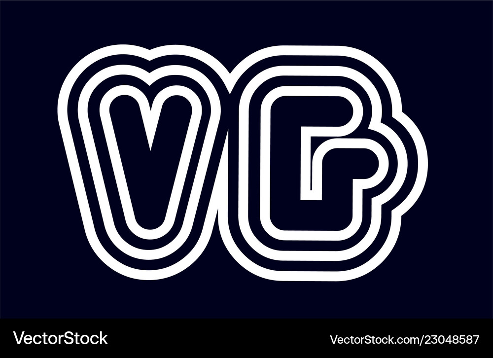 Black and white alphabet letter combination vg v Vector Image