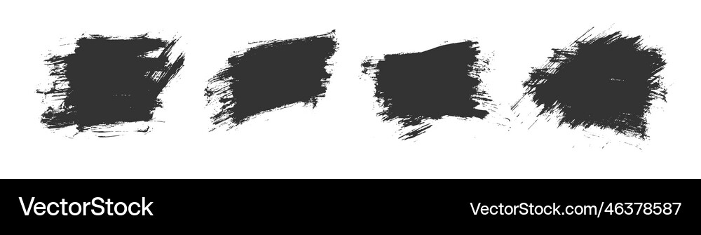 Black watercolor brush stroke texture set design Vector Image